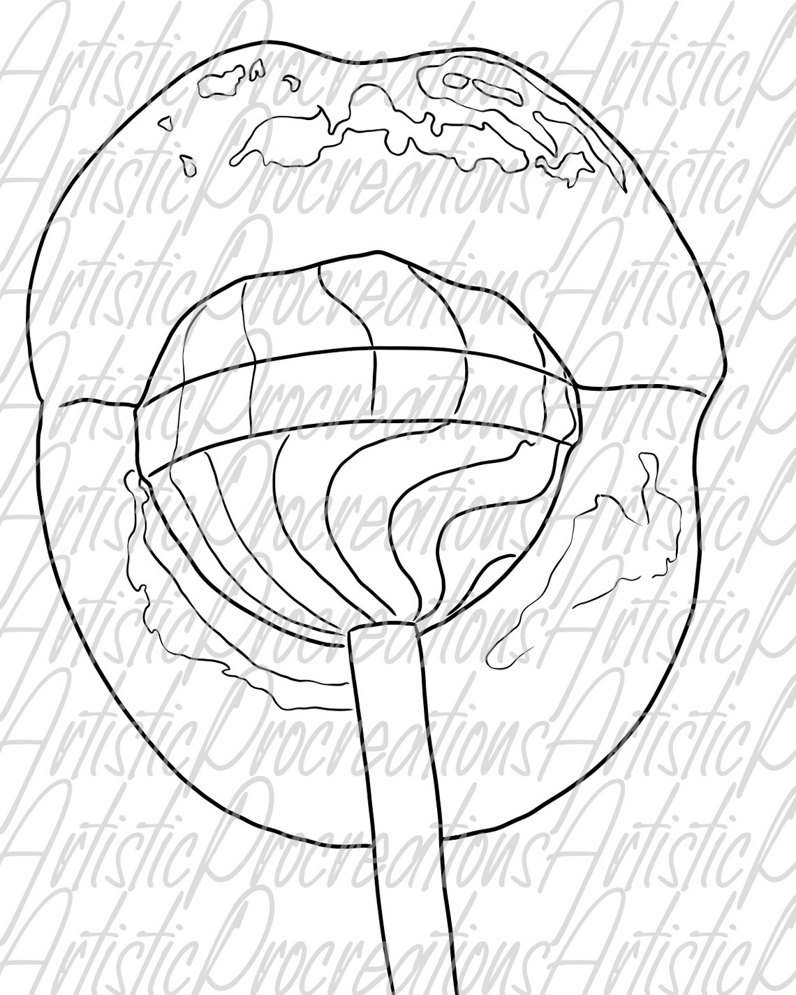 Pre Drawn Outline Canvas DIY Lollipop Lips/ Instant Download/ | Etsy