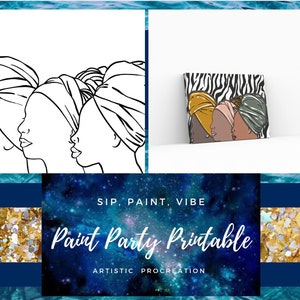 Canvas Printable/ Pre Drawn Outline Canvas Three Friends/ DIY - Etsy