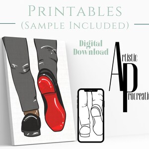 Canvas Printable/ Pre Drawn Outline Canvas Red Bottoms 22/ DIY Canvas ...