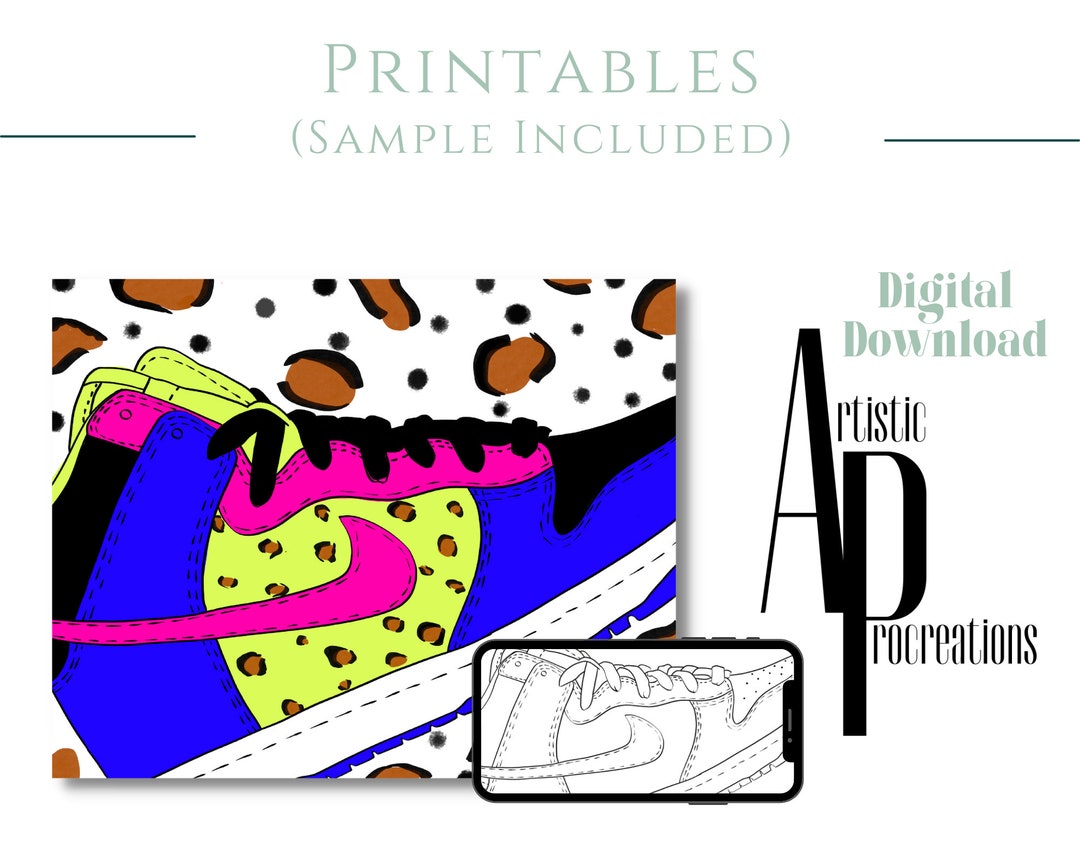 Pre Drawn Outline Canvas DIY High Tops/ Instant Download/ DIY Canvas ...