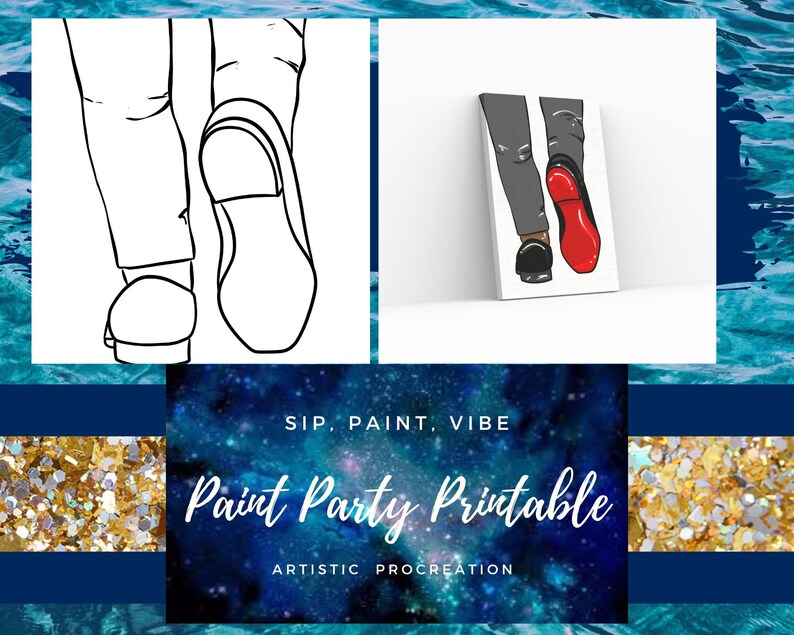 Canvas Printable/ Pre Drawn Outline Canvas Red Bottoms 22/ DIY - Etsy