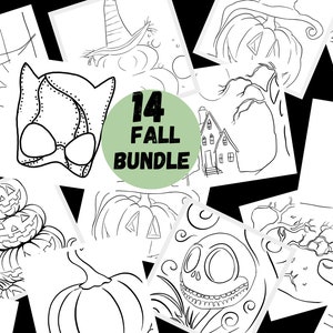 Pre Drawn Outline Canvas DIY Fall Painted Bundle/ Instant Download/ DIY ...