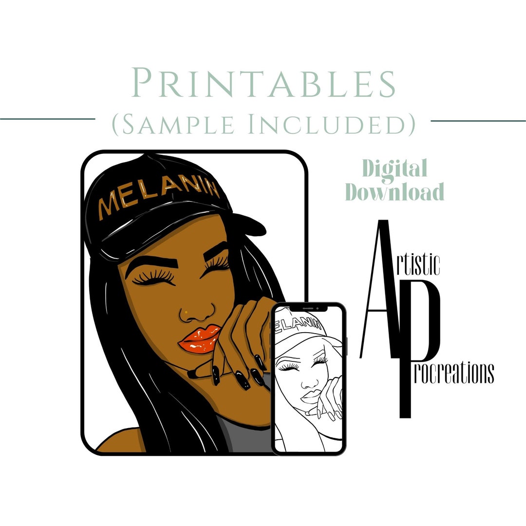 Pre Drawn Outline Canvas DIY Melanin/ Instant Download/ DIY Canvas ...