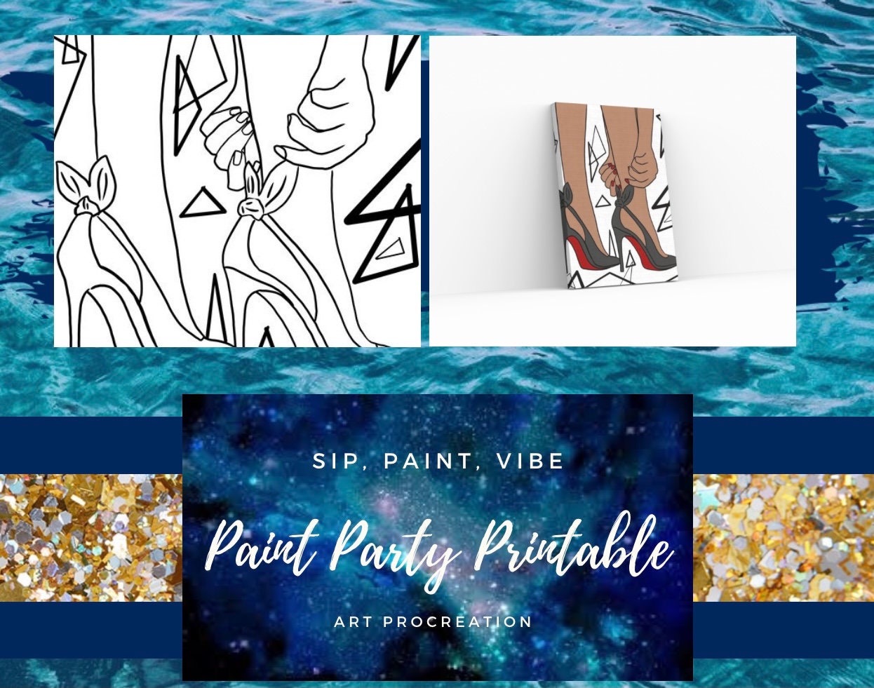 Pre Drawn Outline Canvas DIY Heels / Instant Download/ DIY - Etsy