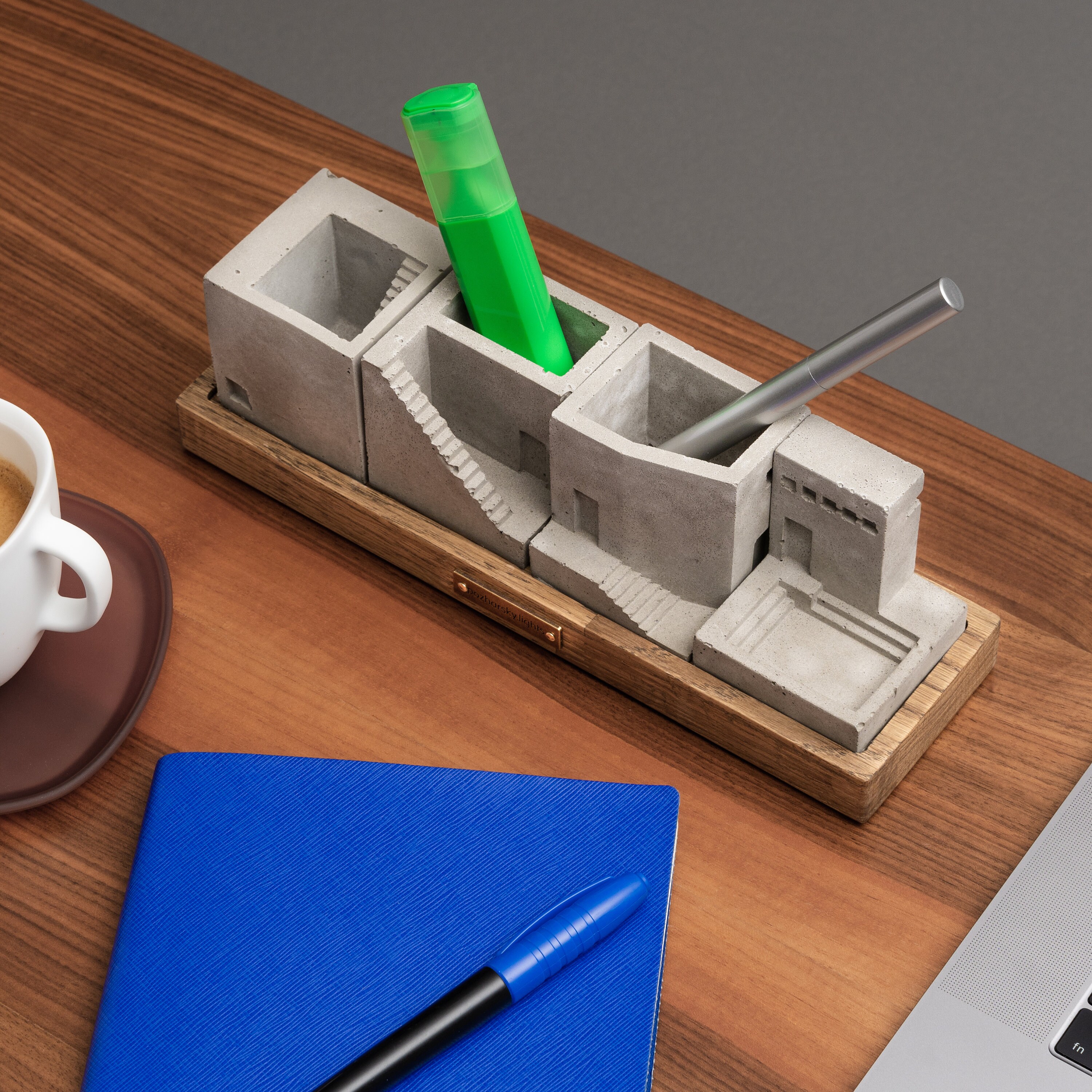 Miniature Concrete Building Model, Workplace Organizer, Modern Desk ...
