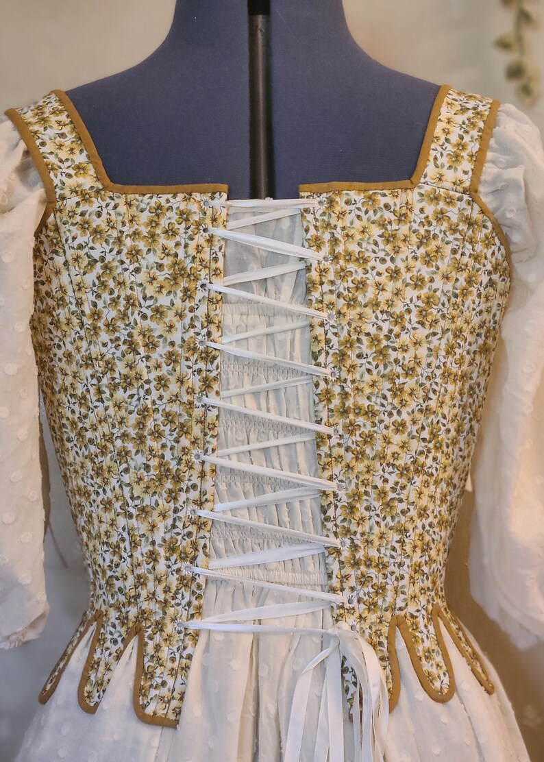 18th Century Stays Yellow Floral Print Half-boned - Etsy