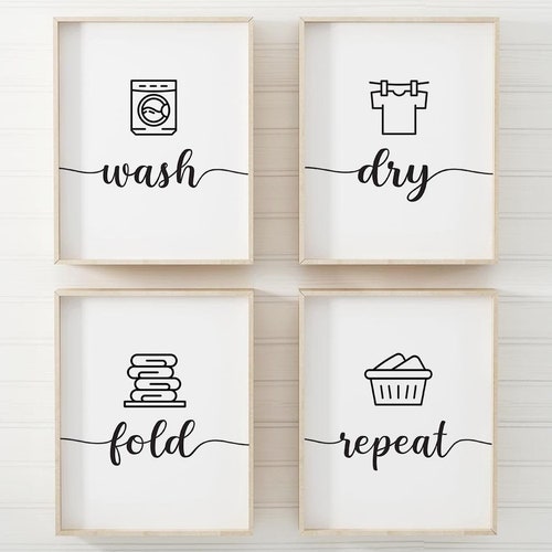 Wash. Dry. Fold. Repeat. Downloadable Print PRINTABLE ART - Etsy