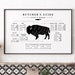Bison Butcher Guide, Kitchen Butcher Chart, Kitchen Printable Art ...