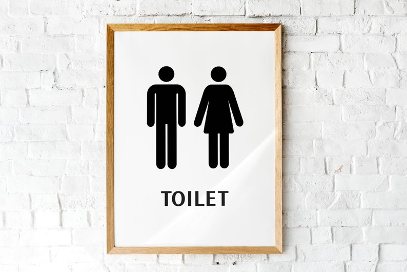 Toilet Restroom Sign | Bathroom Art | Bathroom Sign | Pictogram Print ...