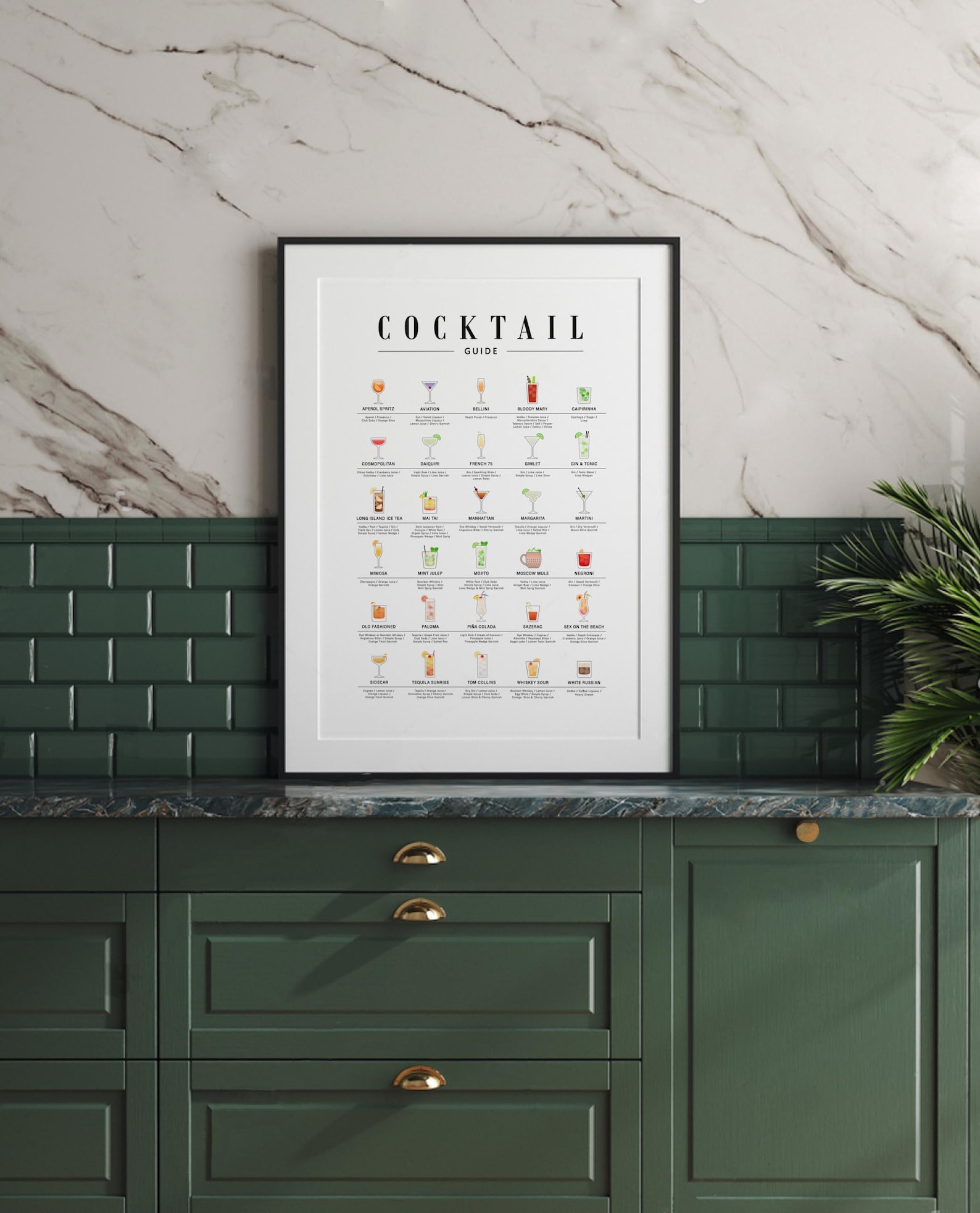 Cocktail Guide Print, Classic Cocktails Chart, Cocktail Drink Recipes ...