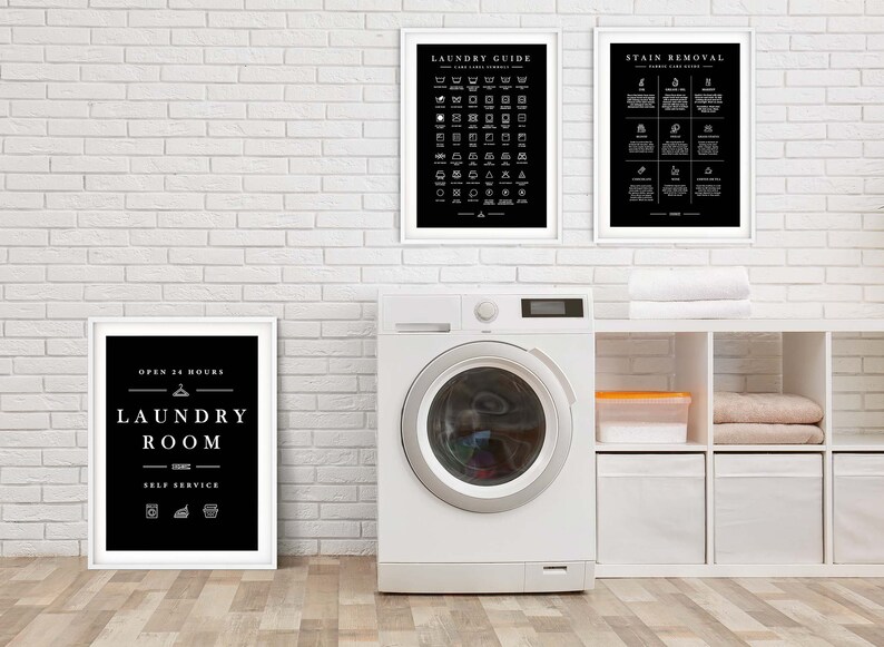 Black Laundry Sign 3pc Print Set Laundry Printable Laundry - Etsy