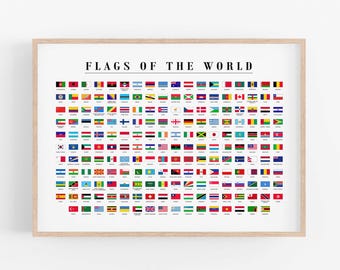 Laminated WORLD FLAGS Children Kids Learning Educational School Type ...