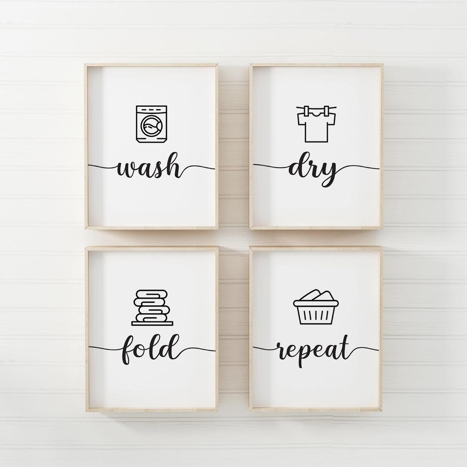 Wash Dry Fold Repeat Sign, Laundry Wall Art, Laundry Room Decor ...