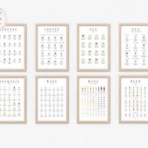 Cocktail Guide Print, Classic Cocktails Chart, Cocktail Drink Recipes ...