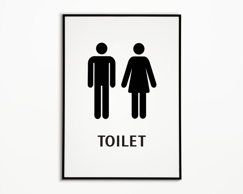Toilet Restroom Sign | Bathroom Art | Bathroom Sign | Pictogram Print ...