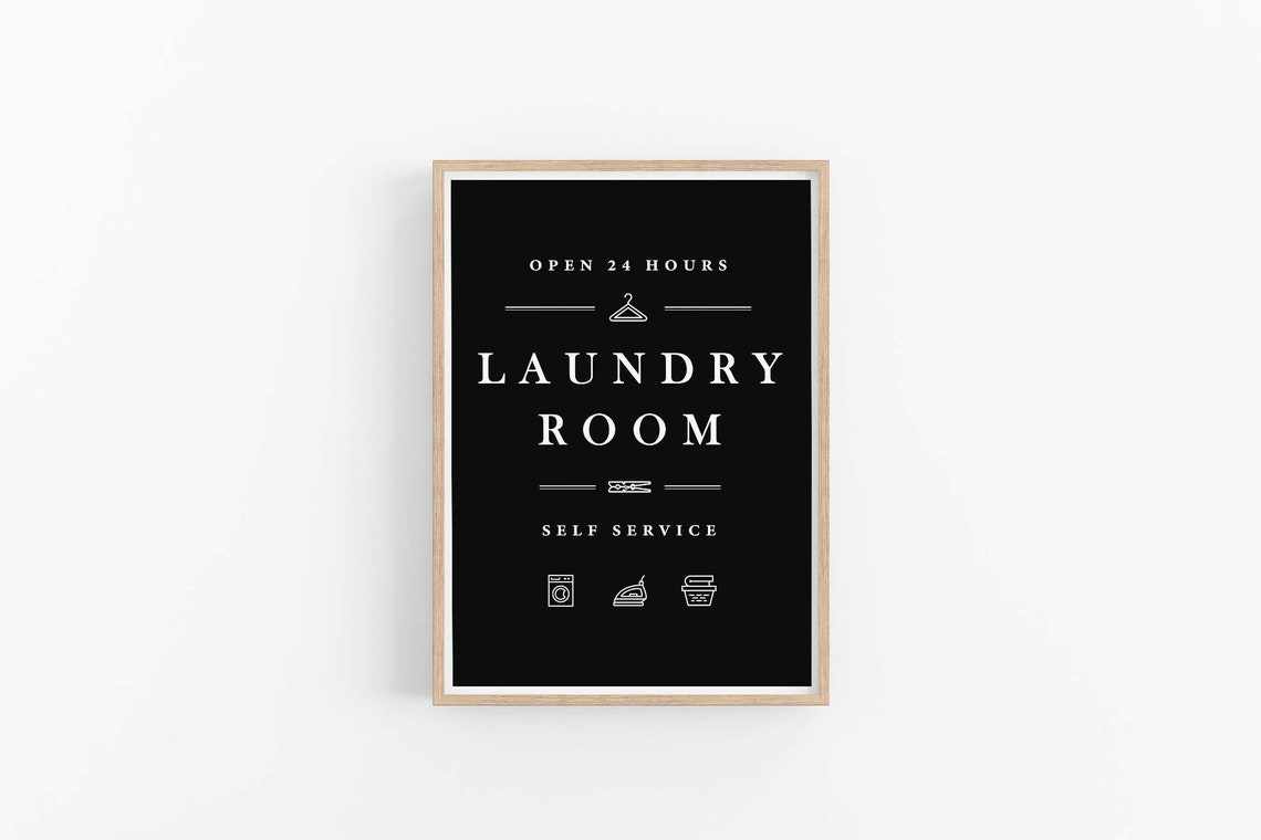 Black Laundry Sign, Laundry Printable Art, Laundry Print, Laundry Room ...