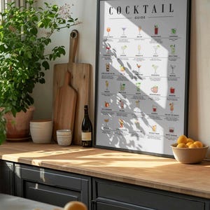 Cocktail Guide Print, Classic Cocktails Chart, Cocktail Drink Recipes ...
