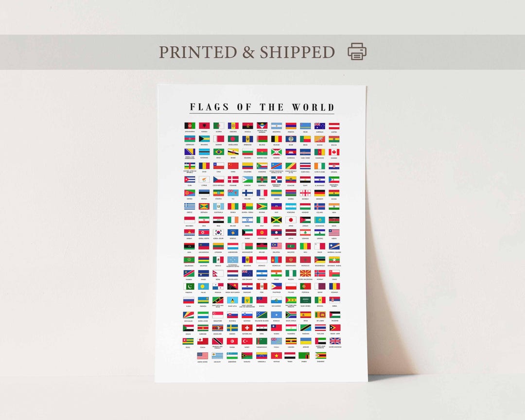 Flags of the World Print, World Flags Poster, Country Flags Chart ...