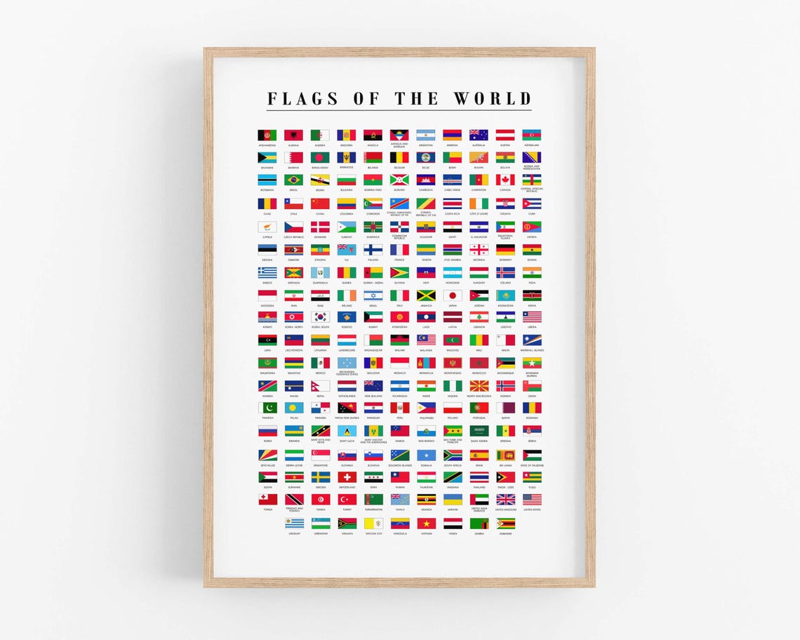 World Flags Poster, Flags of the World, International Flags of ...