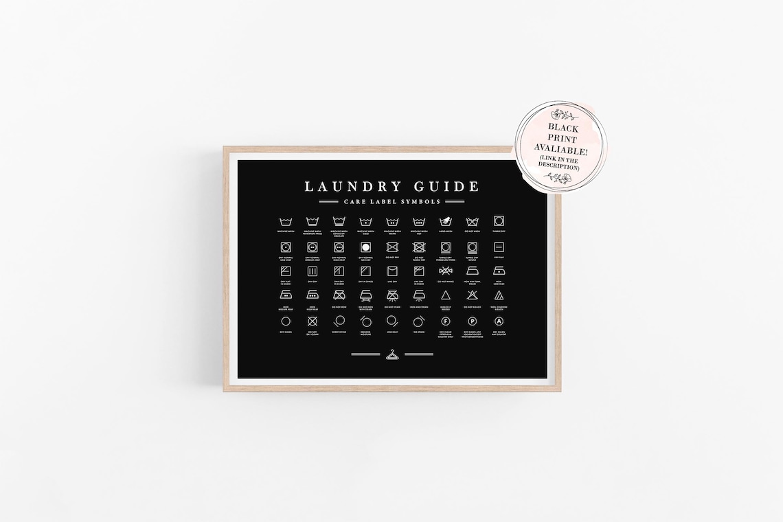 Laundry Sign Print Laundry Room Symbols Landscape Laundry | Etsy