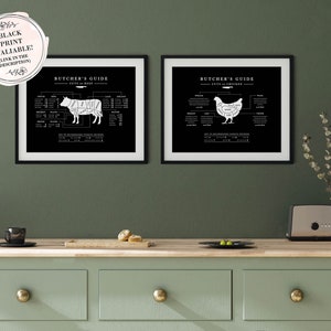 Beef Butcher Guide, Kitchen Butcher Chart, Kitchen Printable Art ...