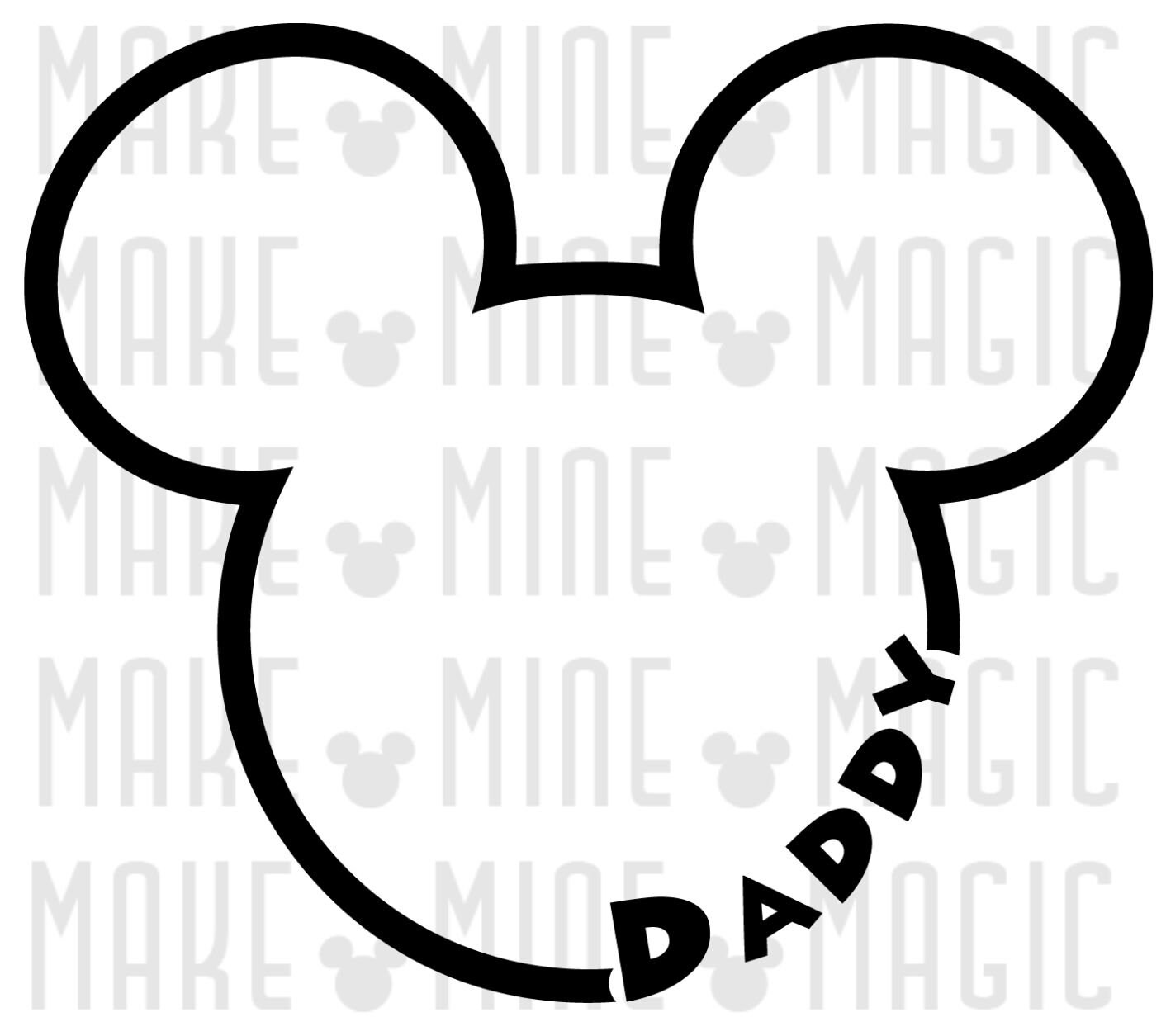 Daddy Mickey Head SVG PNG Mickey Outline Design Disneyworld - Etsy ...