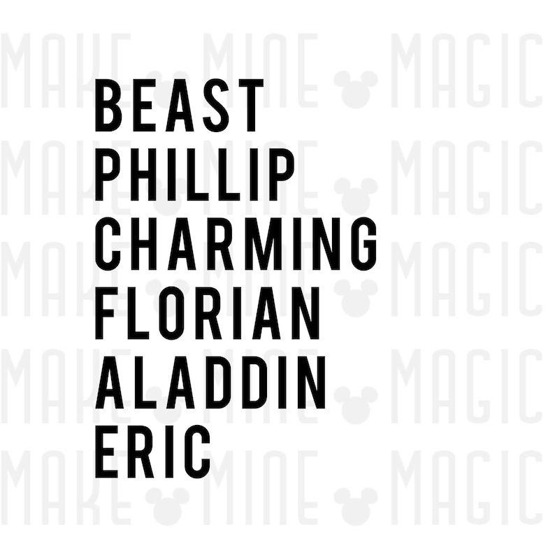 Disneyy Prince Names Svg Png, Princes Shirt Design, Matching Family ...