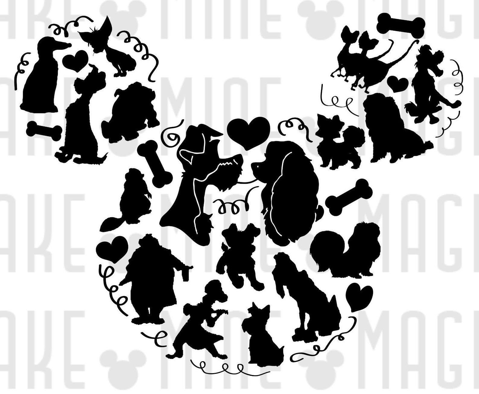 Lady and the Tramp Mouse Head SVG PNG Cricut Instant Download. Matching ...