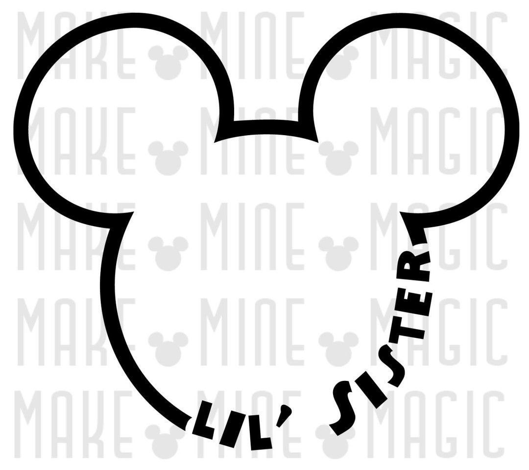 Lil' Sister Mickey Head SVG PNG, Mickey Outline Design, Disneyworld ...