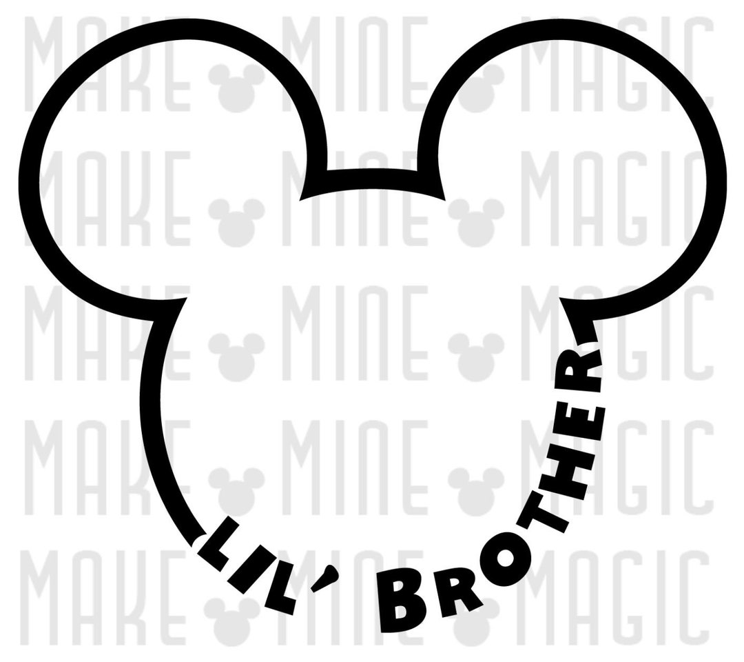 Lil' Brother Mickey Head SVG PNG, Mickey Outline Design, Disneyworld ...