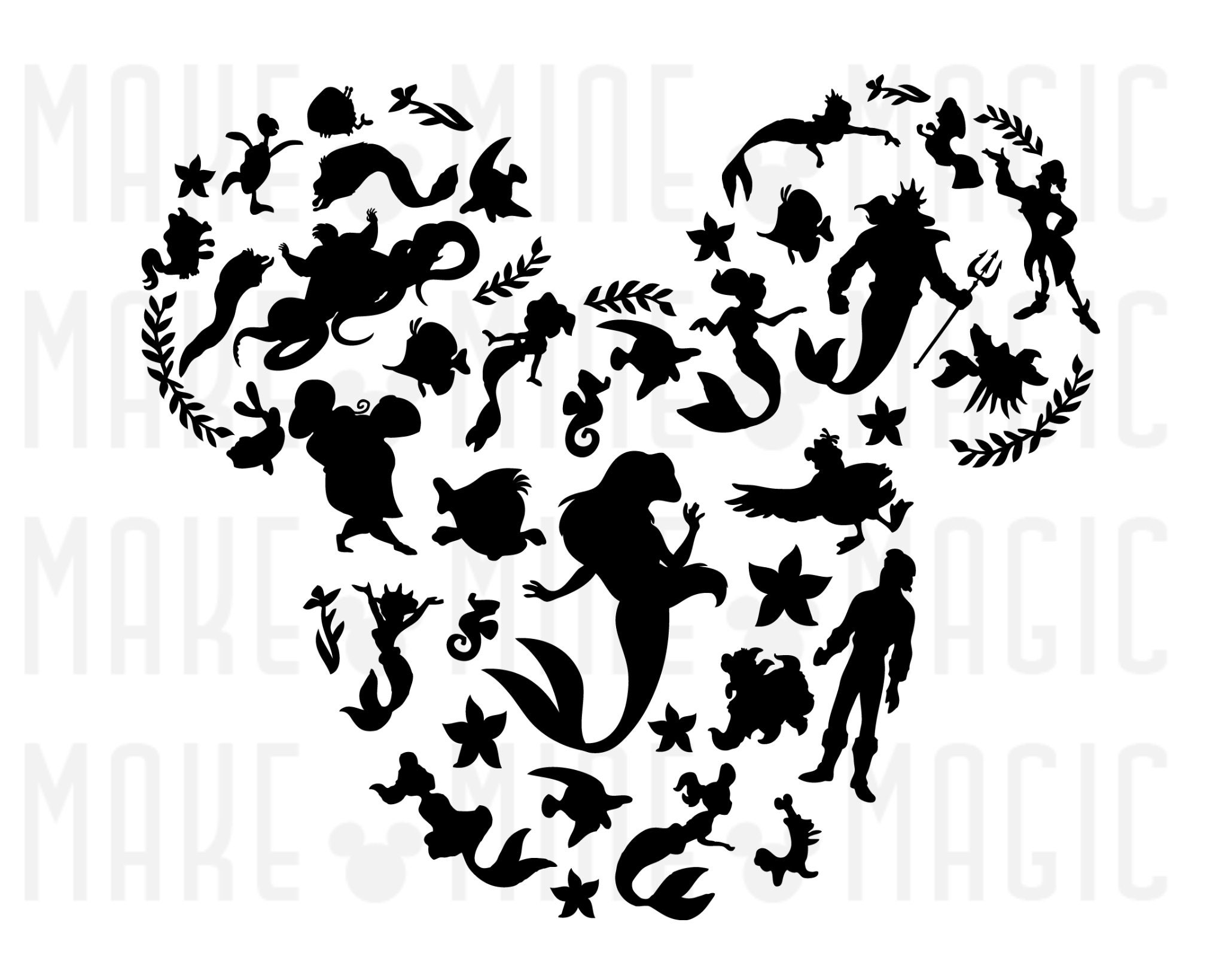 Little Mermaid Mickey Head SVG PNG Design Clipart Images - Etsy