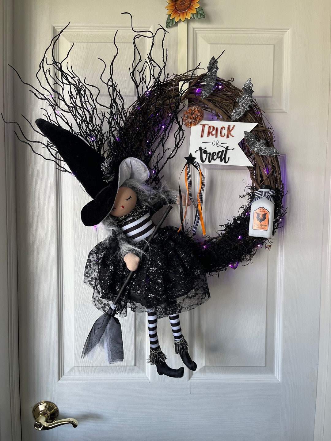 Witches Halloween Wreath Spooky Witch Wreath Trick or - Etsy