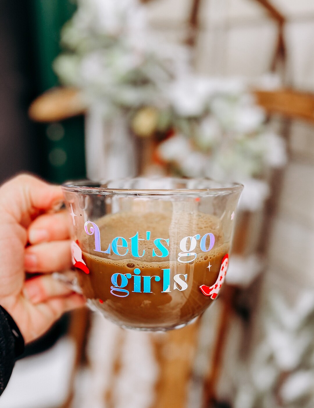 Trendy Cowgirl Boots Glass Mug Cute Coffee Mug Lets Go Girls Inspired ...