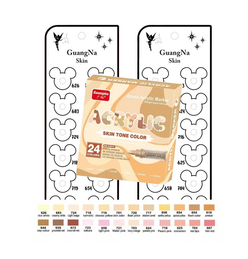 Guangna Skin Color Chart - Digital PDF - 24-piece Brush Pen Marker Pens ...