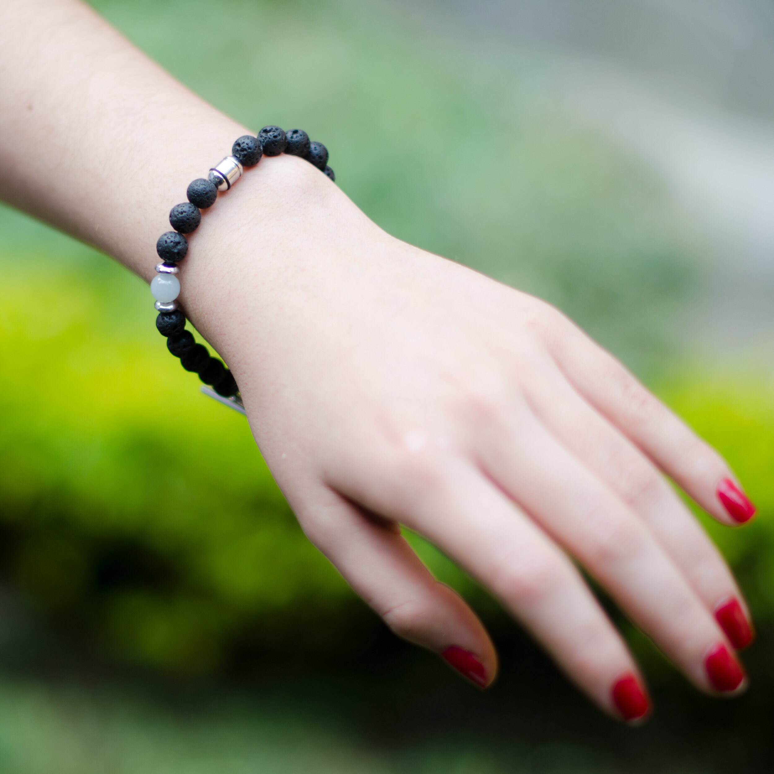 Volcanic Rock Bead Bracelet - Etsy