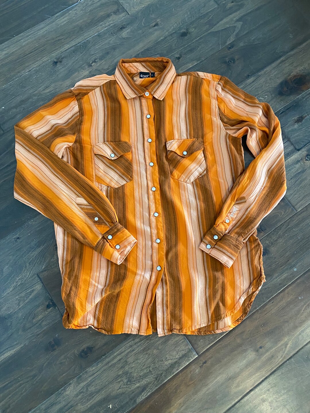 Vintage Orange Cruel Brand Pearl Snap - Etsy