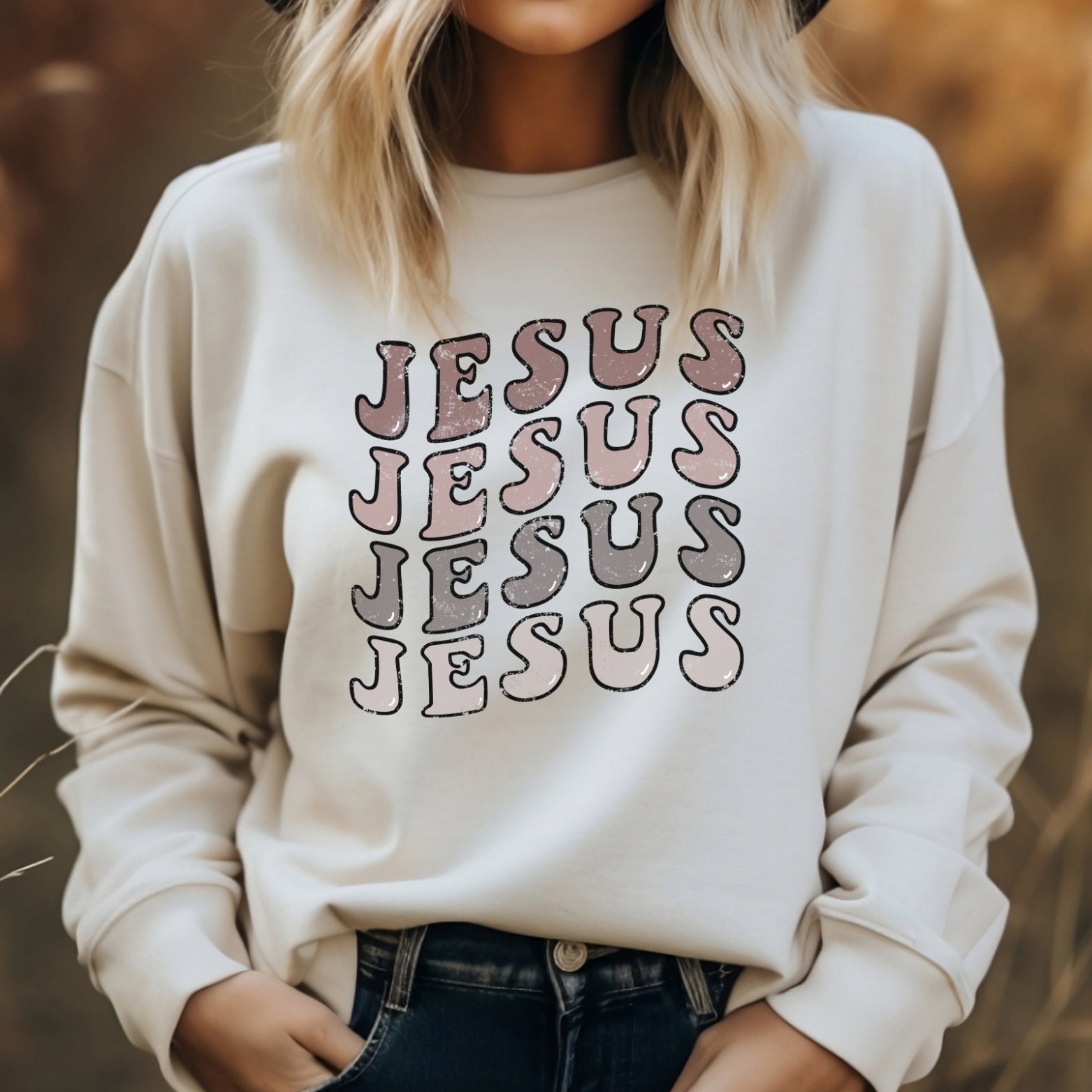 Boho Christian Jesus Shirt PNG: Wavy Text Design (digital File) - Etsy