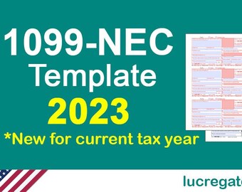 2023 1099-NEC Form 3-per-page Print Template for Word or PDF, 2023 Tax ...
