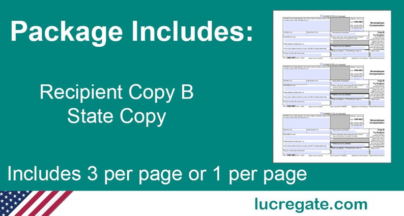 2023 1099-NEC Form 3-per-page Print Template for Word or PDF, 2023 Tax ...