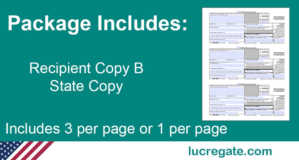 2023 1099-NEC Form 3-per-page Print Template for Word or PDF, 2023 Tax Year (1096 Transmittal ...