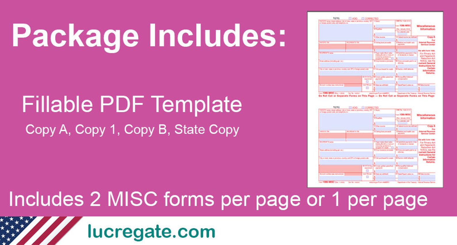1099-MISC/1096 IRS Copy A - 2023 Form Print Template for Word and PDF ...