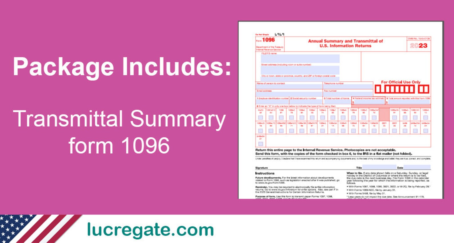 1099-MISC/1096 IRS Copy A - 2023 Form Print Template for Word and PDF ...