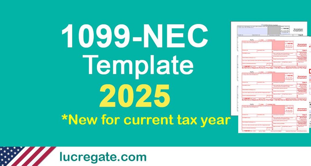 2025 1099-NEC Template Fillable, PDF & Word, 3-per-page Print Template ...