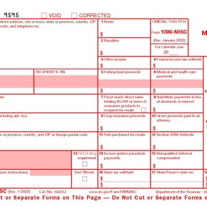 1099-MISC/1096 IRS Copy A - 2023 Form Print Template for Word and PDF ...