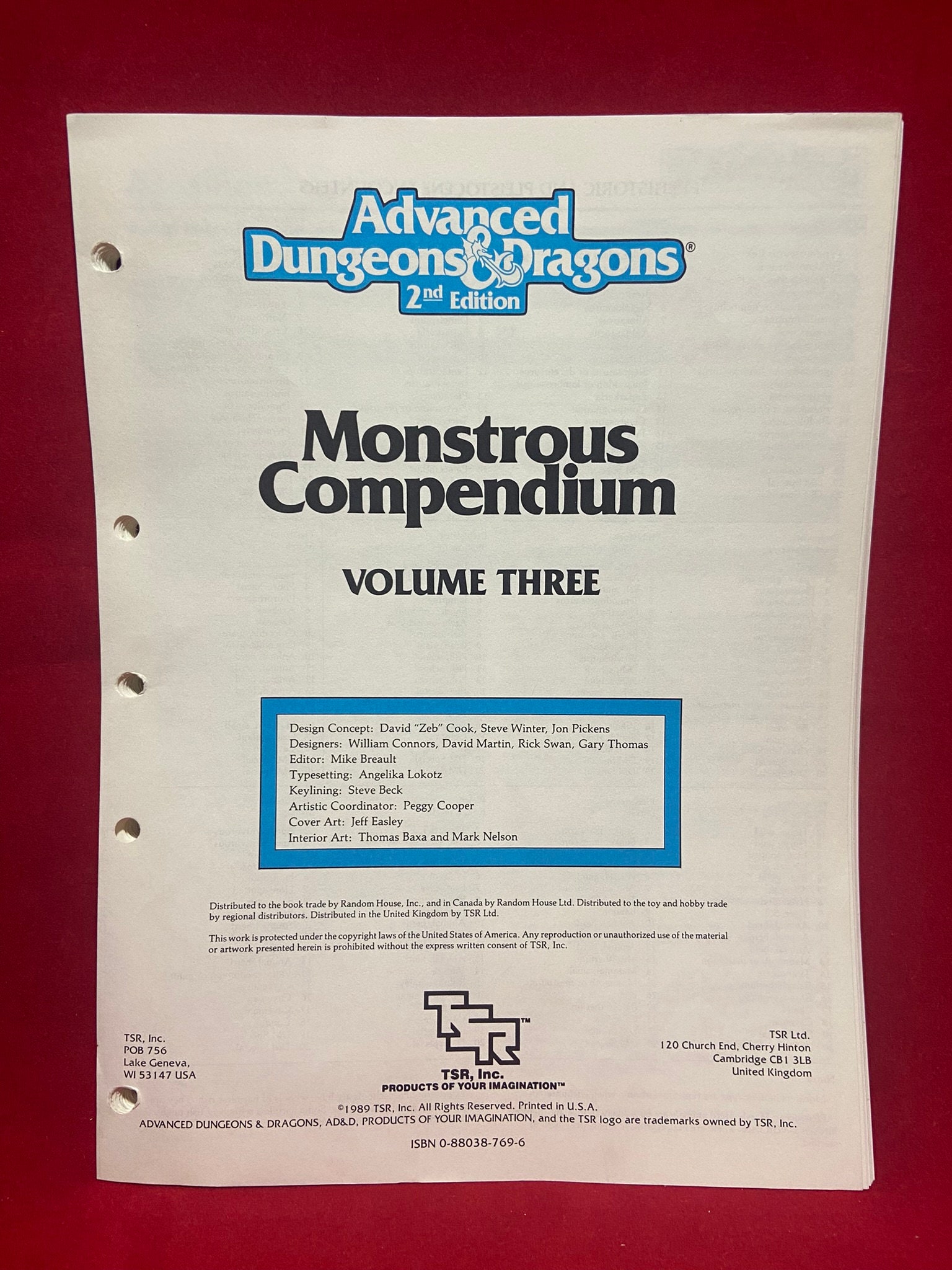 Forgotten Realms Monstrous Compendium Volume Three MC3 vintage Role ...