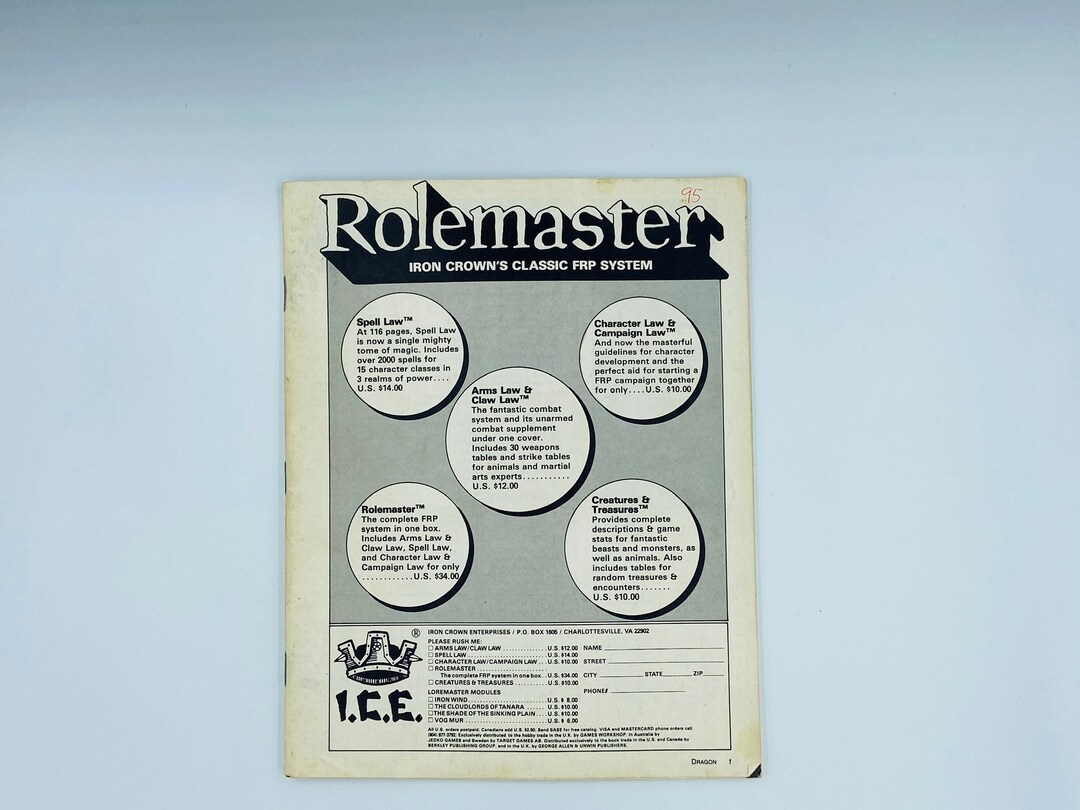 Dragon 095 vintage 80s Role Playing Magazine - Etsy