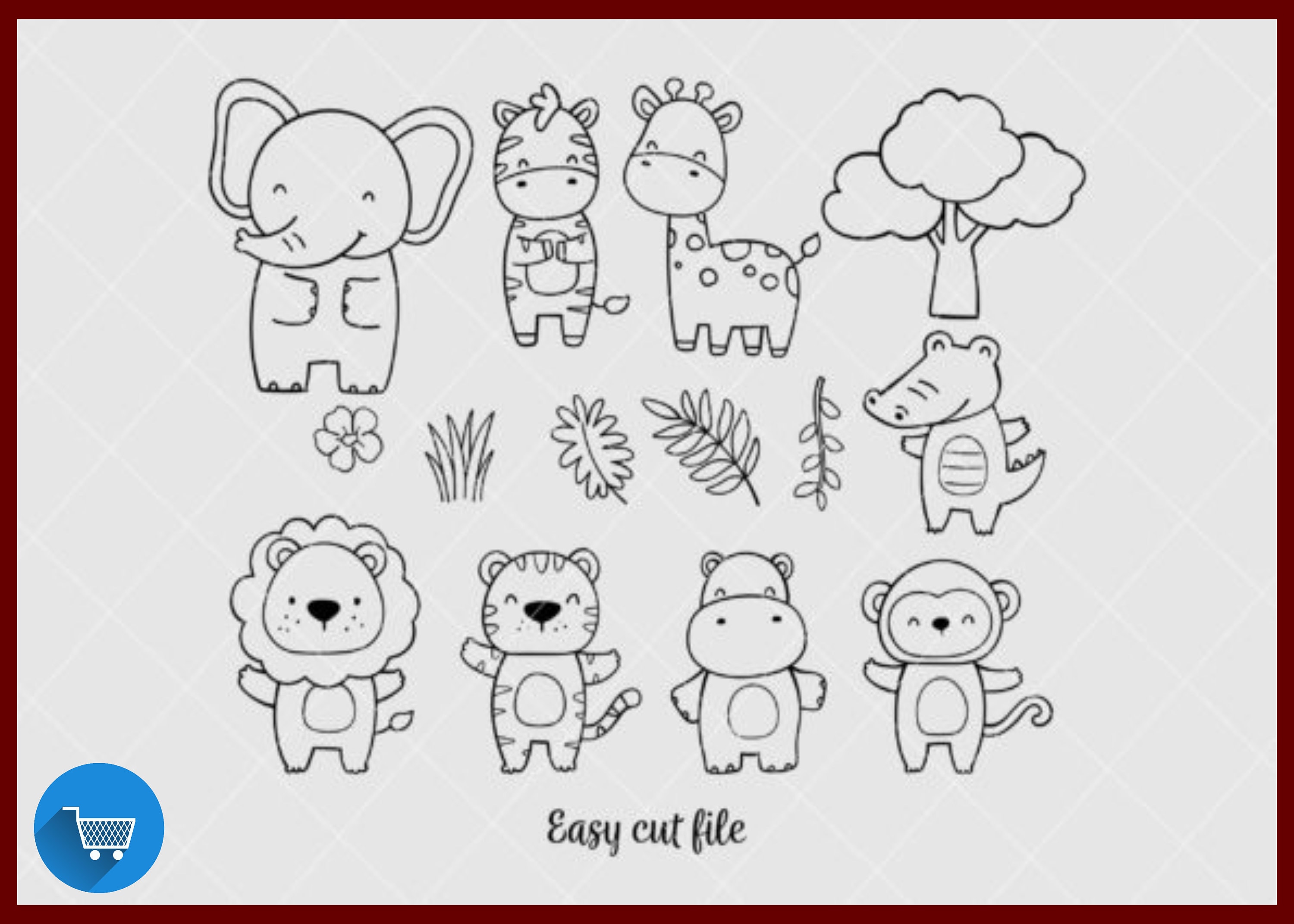 Safari Animals Outline SVG Cute African Jungle Animal Cut File Cricut ...