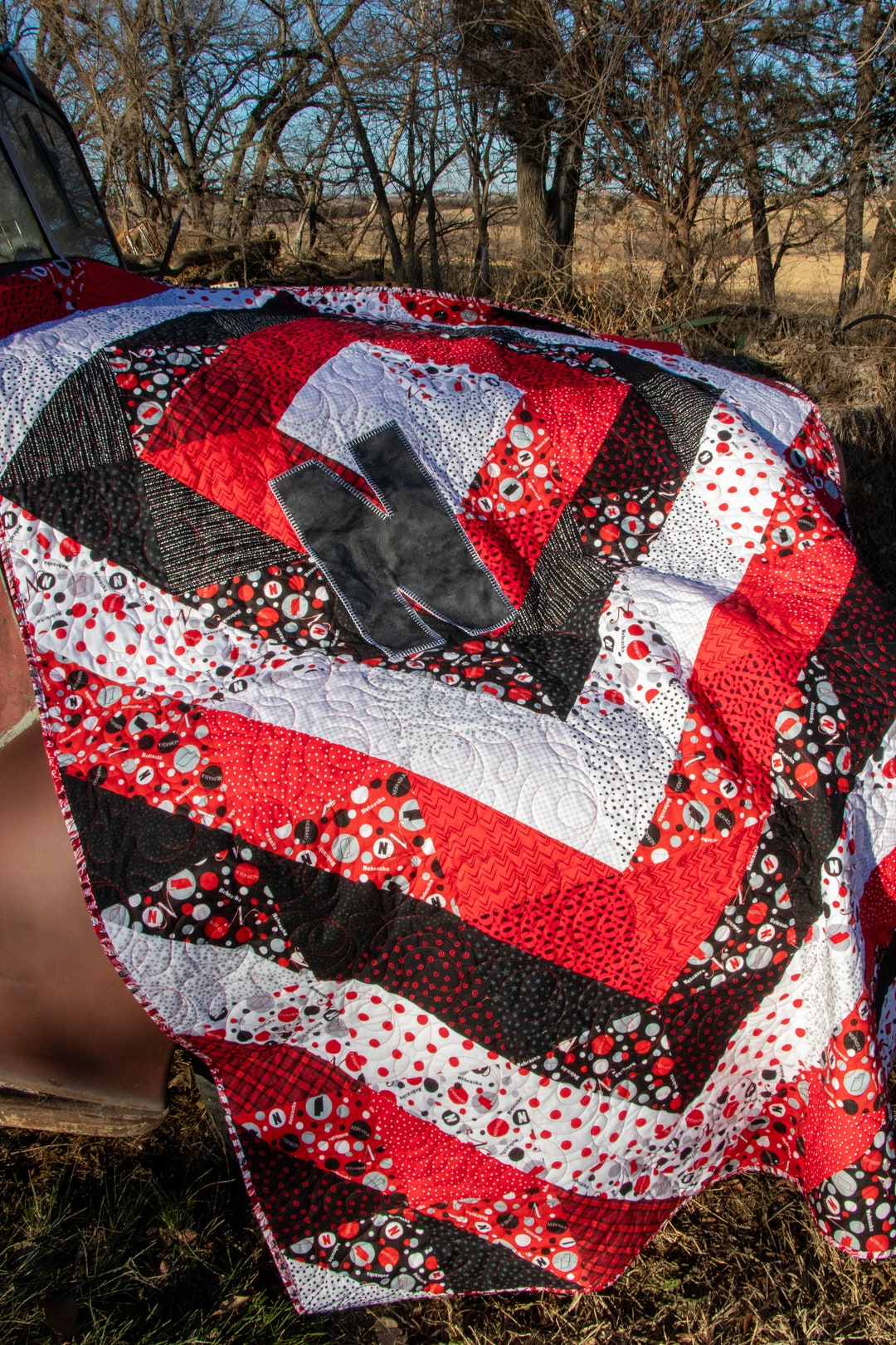 Husker Quilt Go Big Red Quilt nebraska Quilt-one of a - Etsy