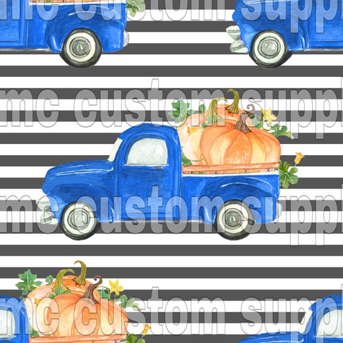 Fall Pumpkin Truck Clipart Seamless Pattern Blue Pumpkin - Etsy