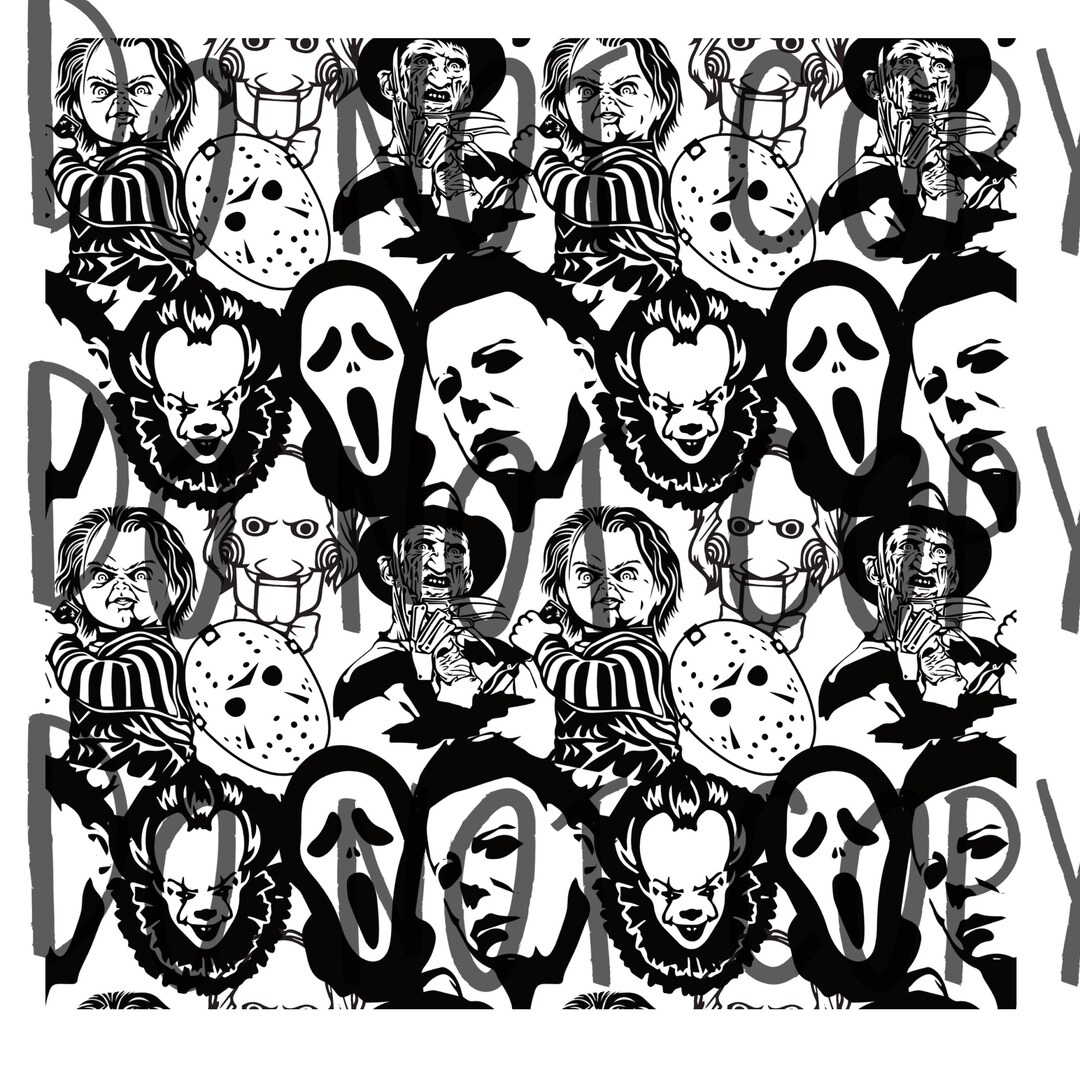 Black and White Horror Digital Seamless Image - Etsy